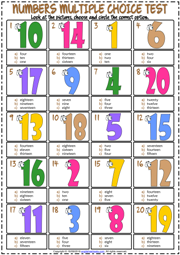 Numbers ESL Vocabulary Worksheets